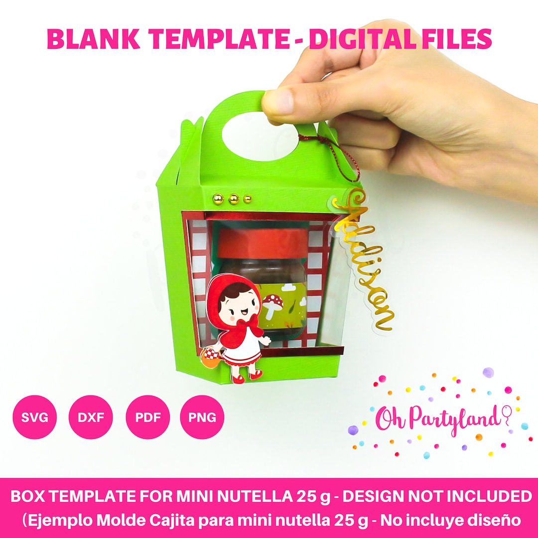 Mini Nutella Box Template SVG, DXF, PDF, Png - Treat Box Template for ...