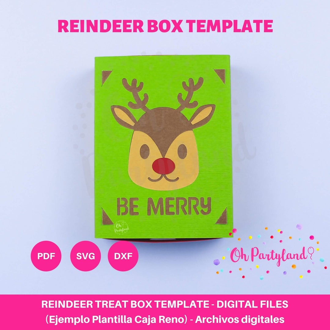 Reindeer Box SVG, DXF and PDF Files Christmas Box Svg Gift Box Svg ...