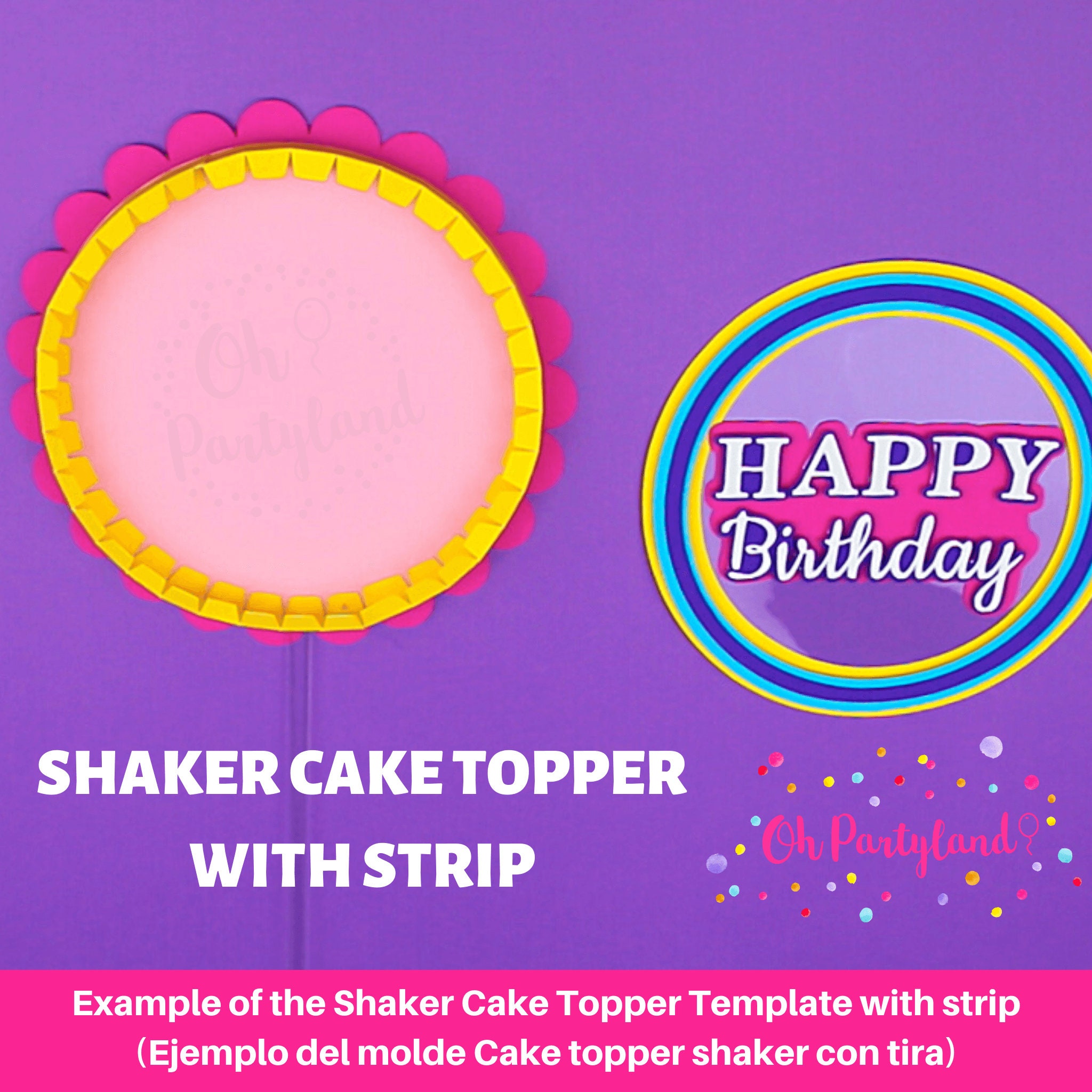 Shaker Cake Topper SVG File With Stripe SVG for Cricut DXF - Etsy