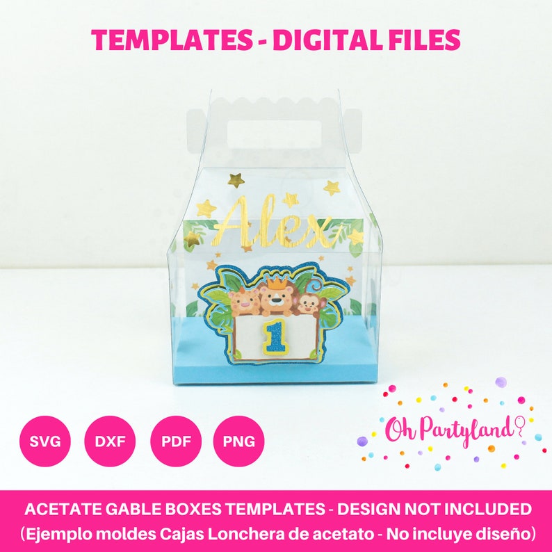 Acetate Gable Boxes Templates, Favor Boxes SVG, DXF, PDF, and Png Files ...