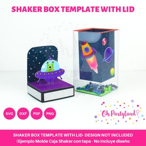 Shaker Acetate Box Template With Lid - Favor Box SVG for Cricut, DXF ...