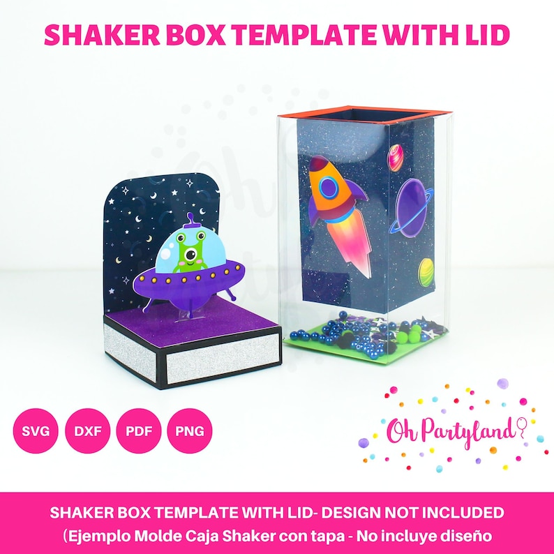 Shaker Acetate Box Template With Lid - Favor Box SVG for Cricut, DXF ...
