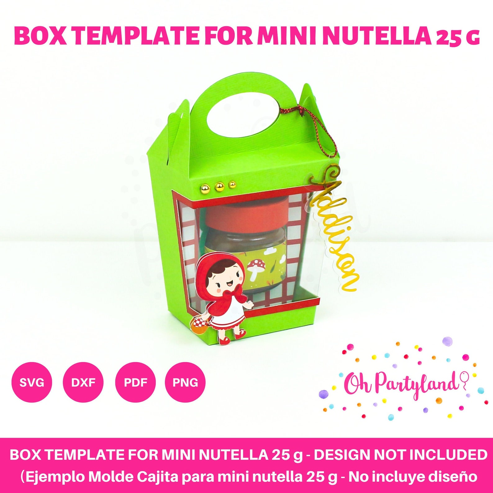 Mini Nutella Box Template SVG, DXF, PDF, Png - Treat Box Template for ...
