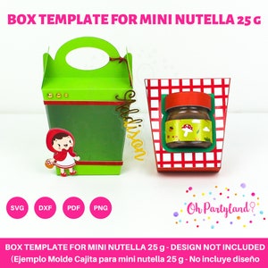 Mini Nutella Box Template SVG, DXF, PDF, Png - Treat Box Template for ...
