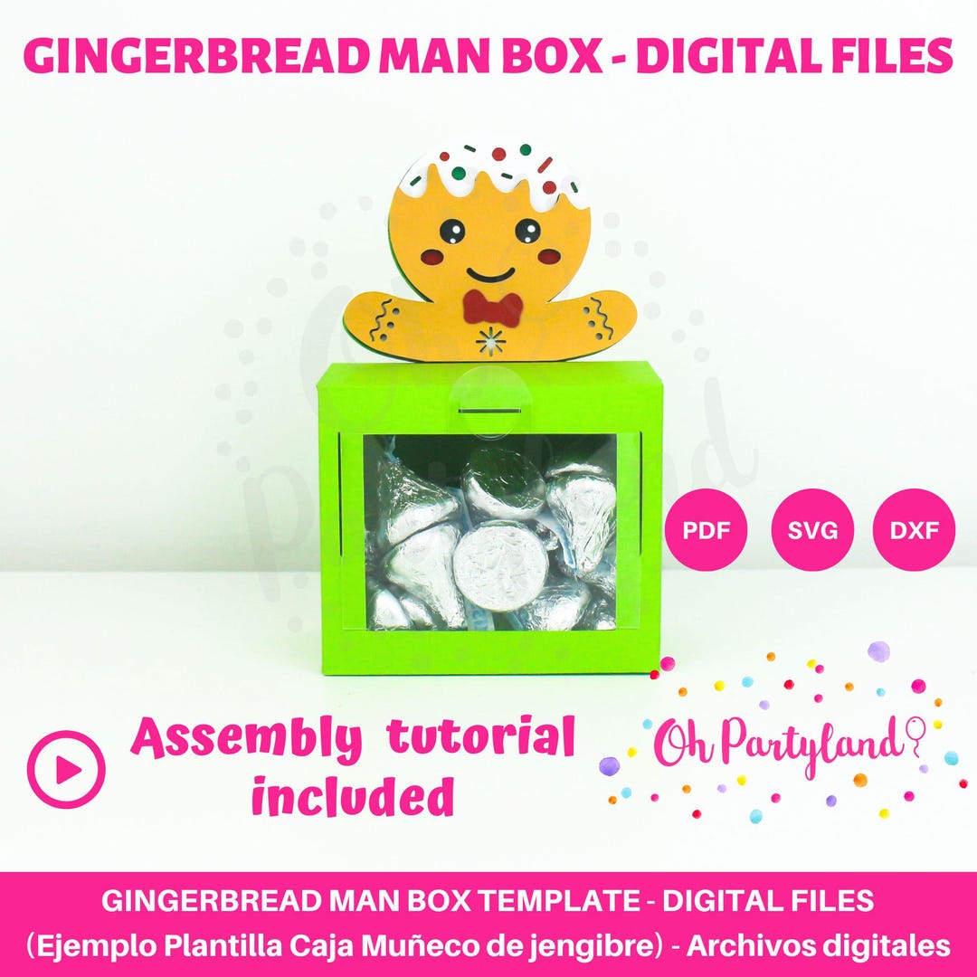 Gingerbread Man Box SVG, DXF and PDF Files, Christmas Box Template ...