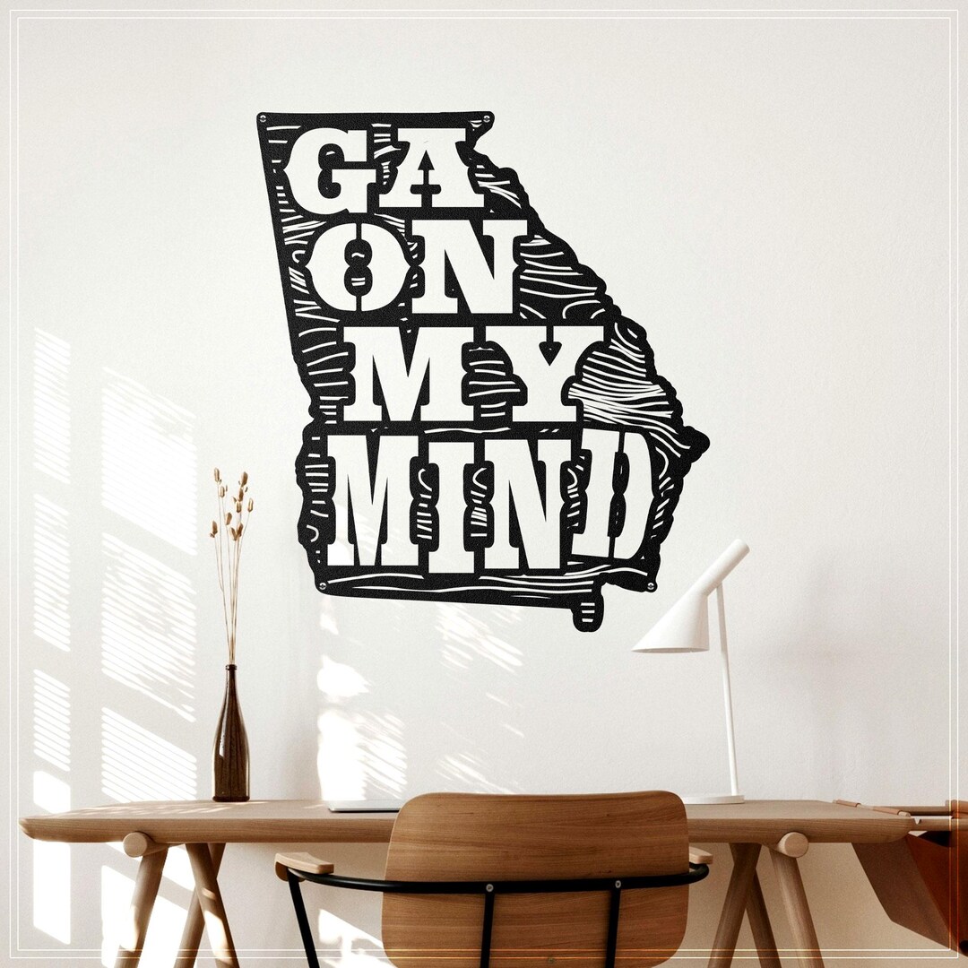 Georgia State Song Silhouette Metal Sign Custom Home State Wall Decor ...