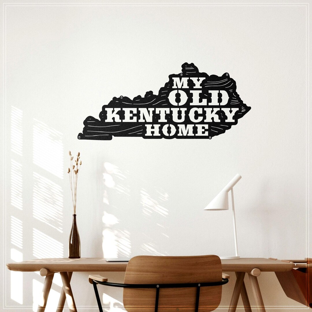Kentucky State Song Silhouette Metal Sign Custom Home State Wall Decor ...
