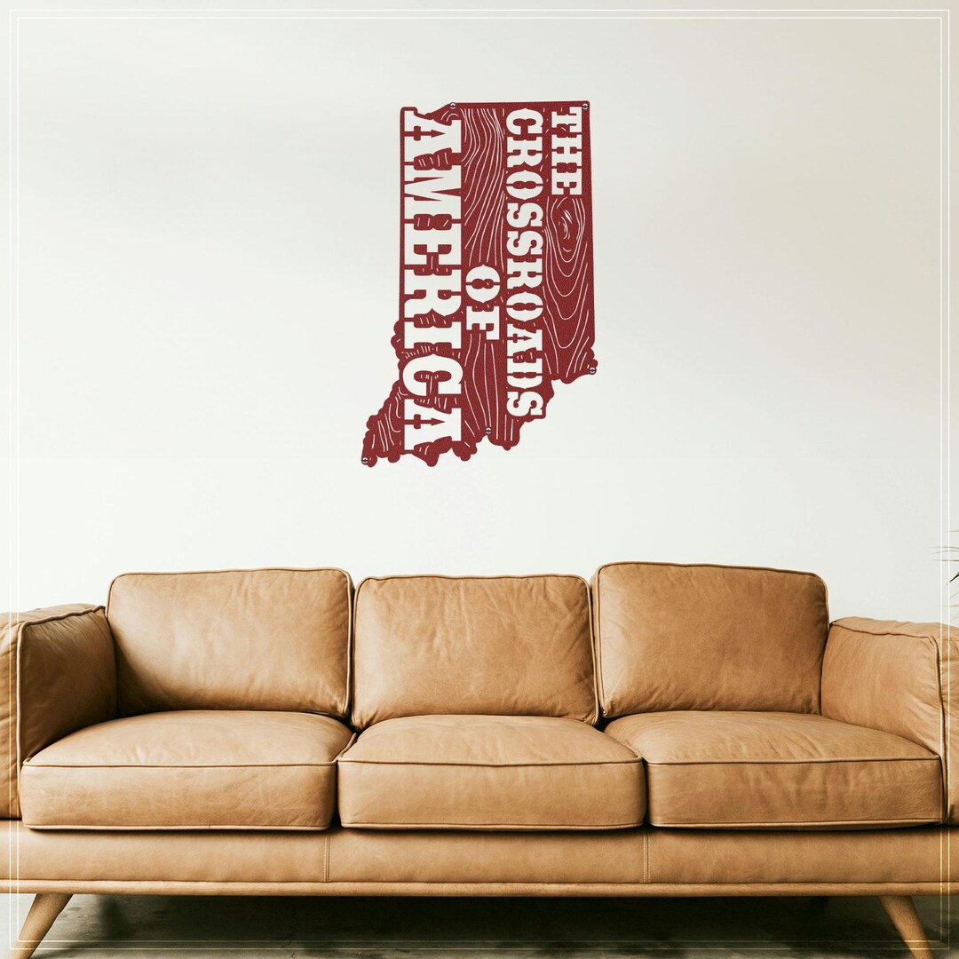 Indiana State Motto Silhouette Metal Sign Custom Home State Wall Decor ...