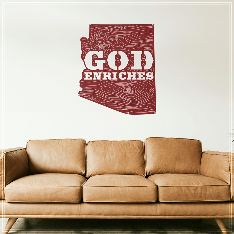 Arizona State Motto Silhouette Metal Sign Custom Home State Wall Decor ...