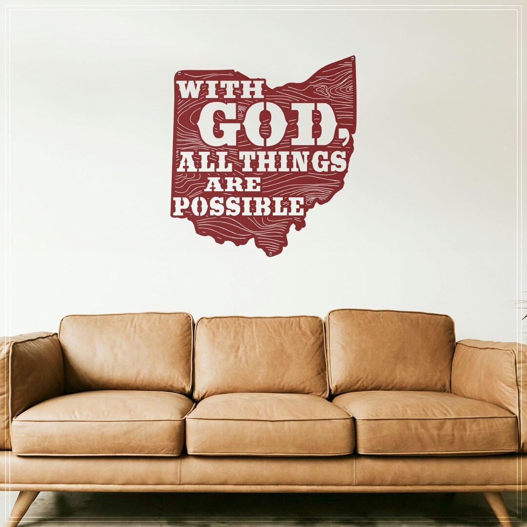 Ohio State Motto Silhouette Metal Sign Custom Home State Wall Decor ...