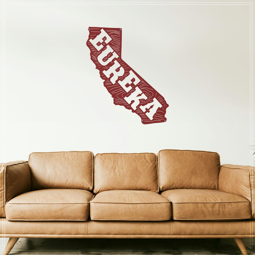 California State Motto Silhouette Metal Sign Custom Home State Wall ...