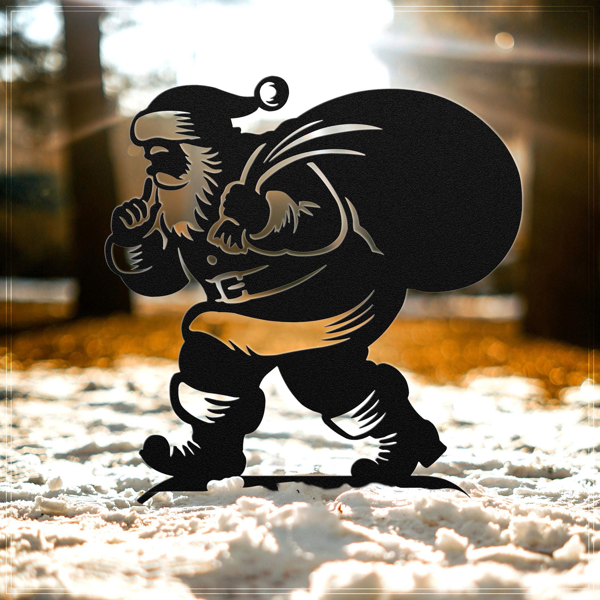 Sneaking Santa Claus Yard Stake Sign, Christmas Lawn Decoration, Powder ...