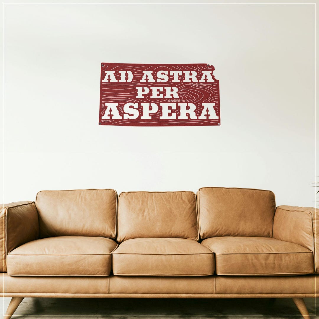 Kansas State Motto Silhouette Metal Sign Custom Home State Wall Decor ...