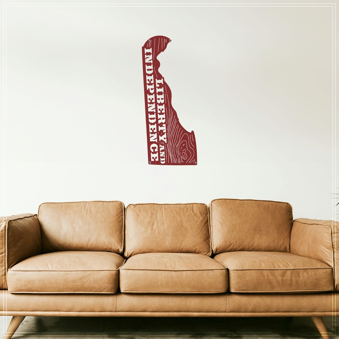 Delaware State Motto Silhouette Metal Sign Custom Home State Wall Decor ...