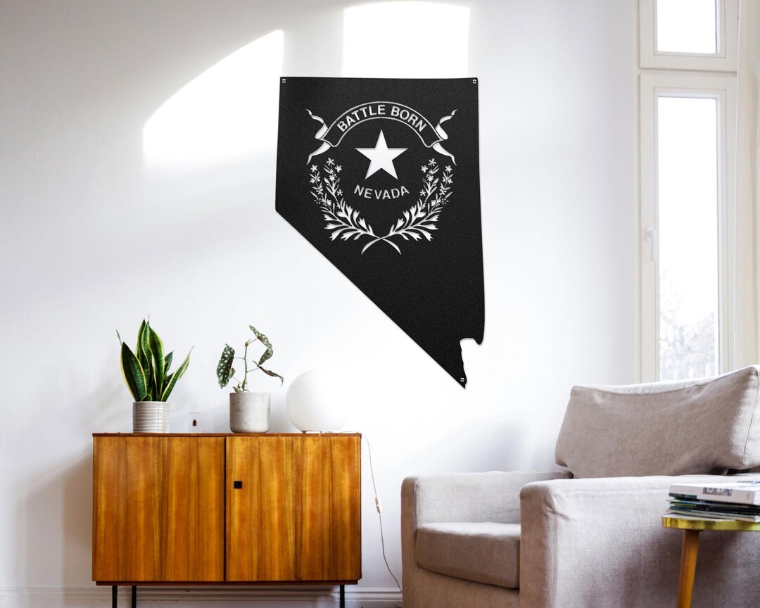 Nevada State Flag Silhouette Metal Sign, Housewarming Gift, Wedding ...