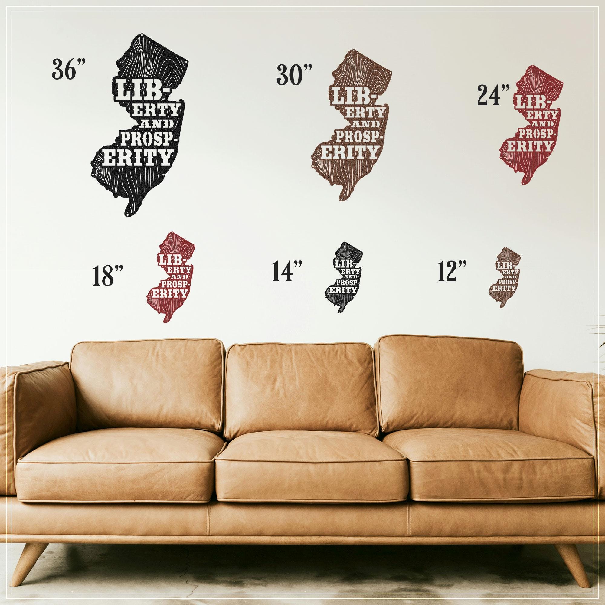 New Jersey State Motto Silhouette Metal Sign Custom Home State Wall ...