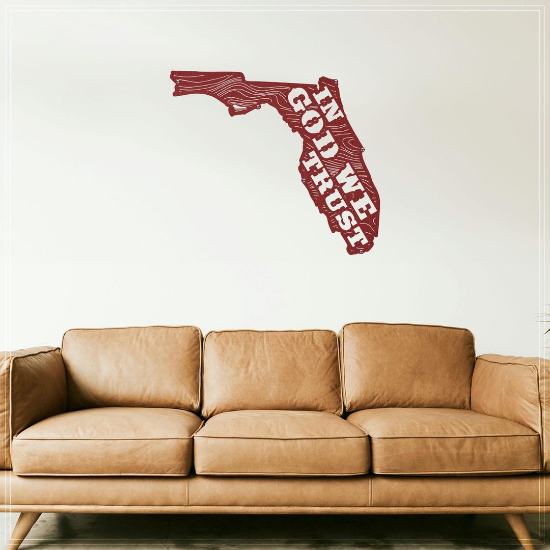 Florida State Motto Silhouette Metal Sign Custom Home State Wall Decor ...