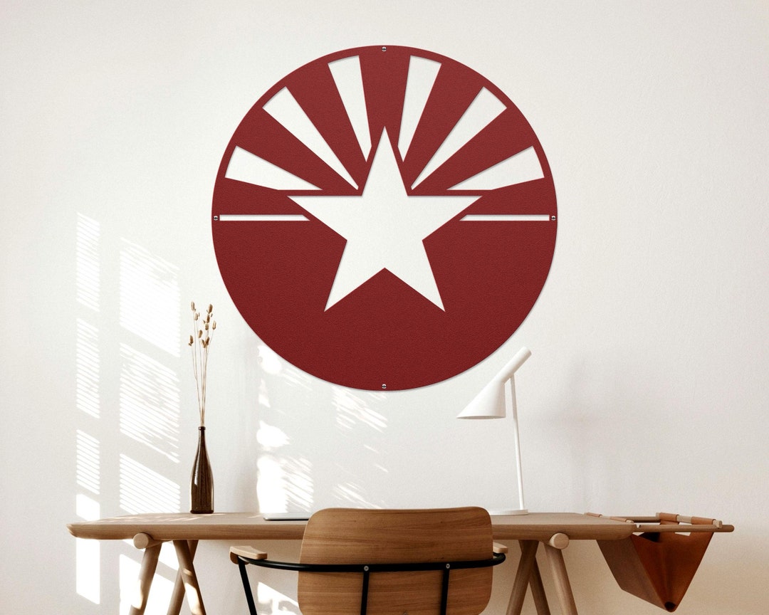 Arizona State Flag Round Metal Sign, Housewarming Gift, Wedding Gift ...