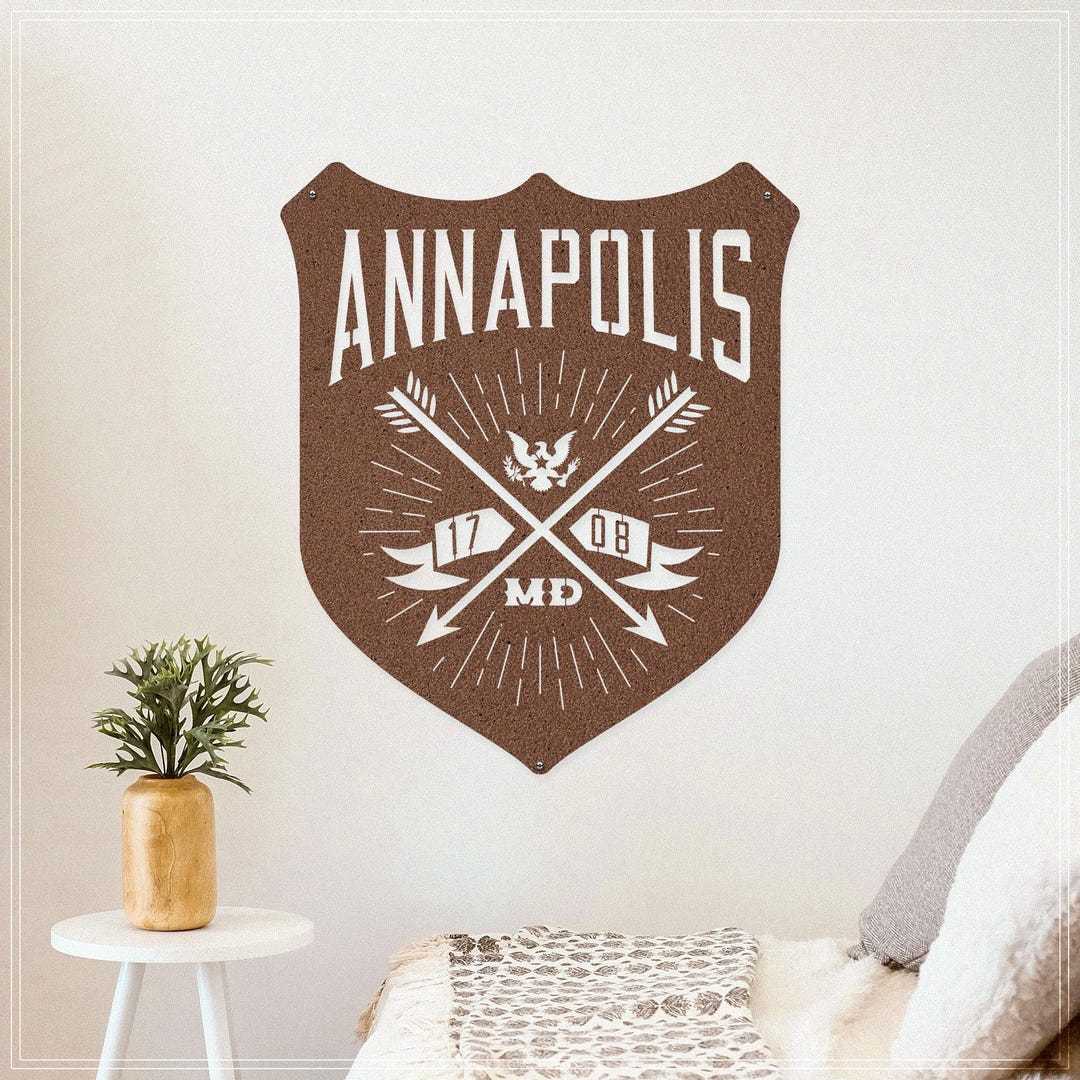 Annapolis, Maryland MD Hometown Shield Metal Sign Boho Arrows Vintage ...