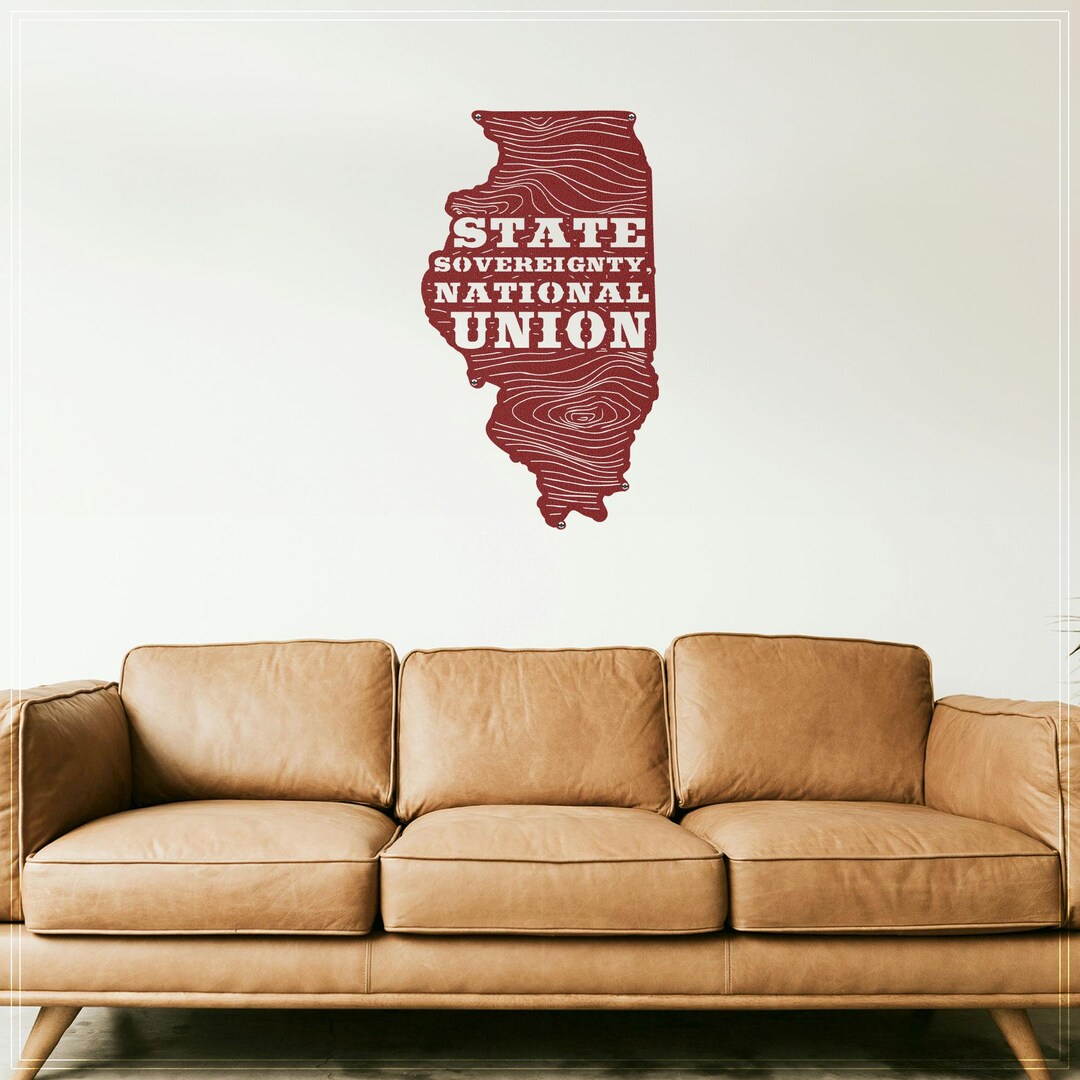 Illinois State Motto Silhouette Metal Sign Home State Wall Decor ...