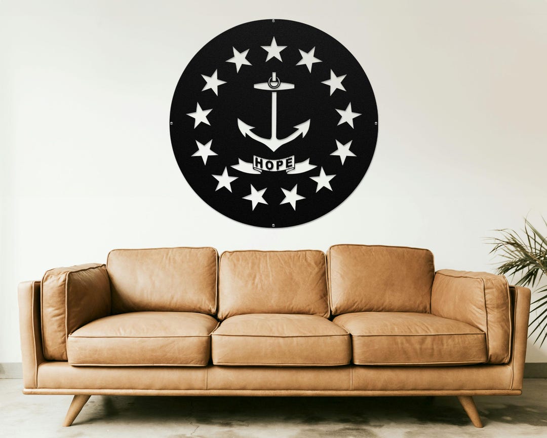 Rhode Island State Flag Round Metal Sign, Housewarming Gift, Wedding ...