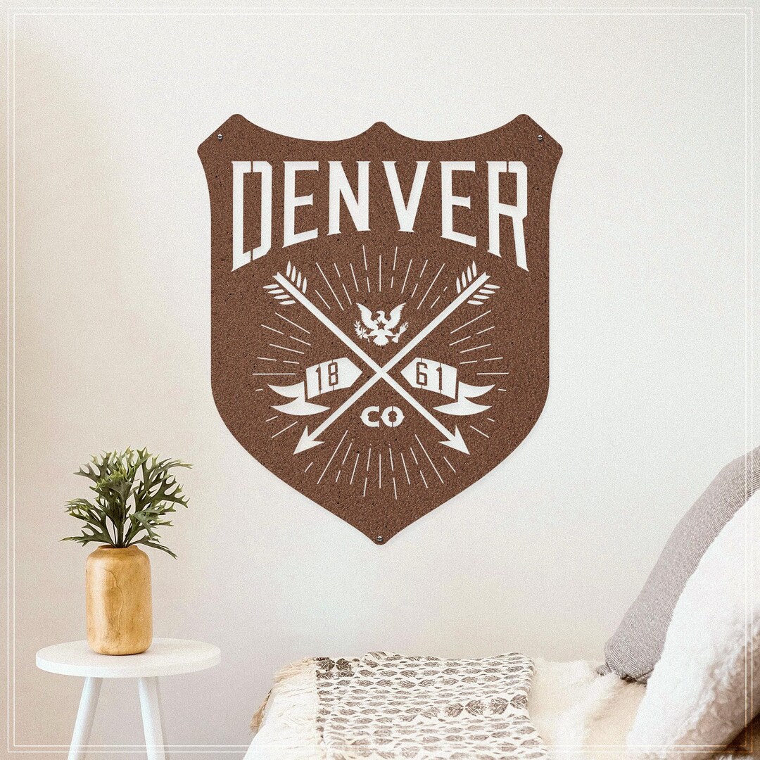 Denver, Colorado CO Hometown Shield Metal Sign Boho Arrows Vintage ...