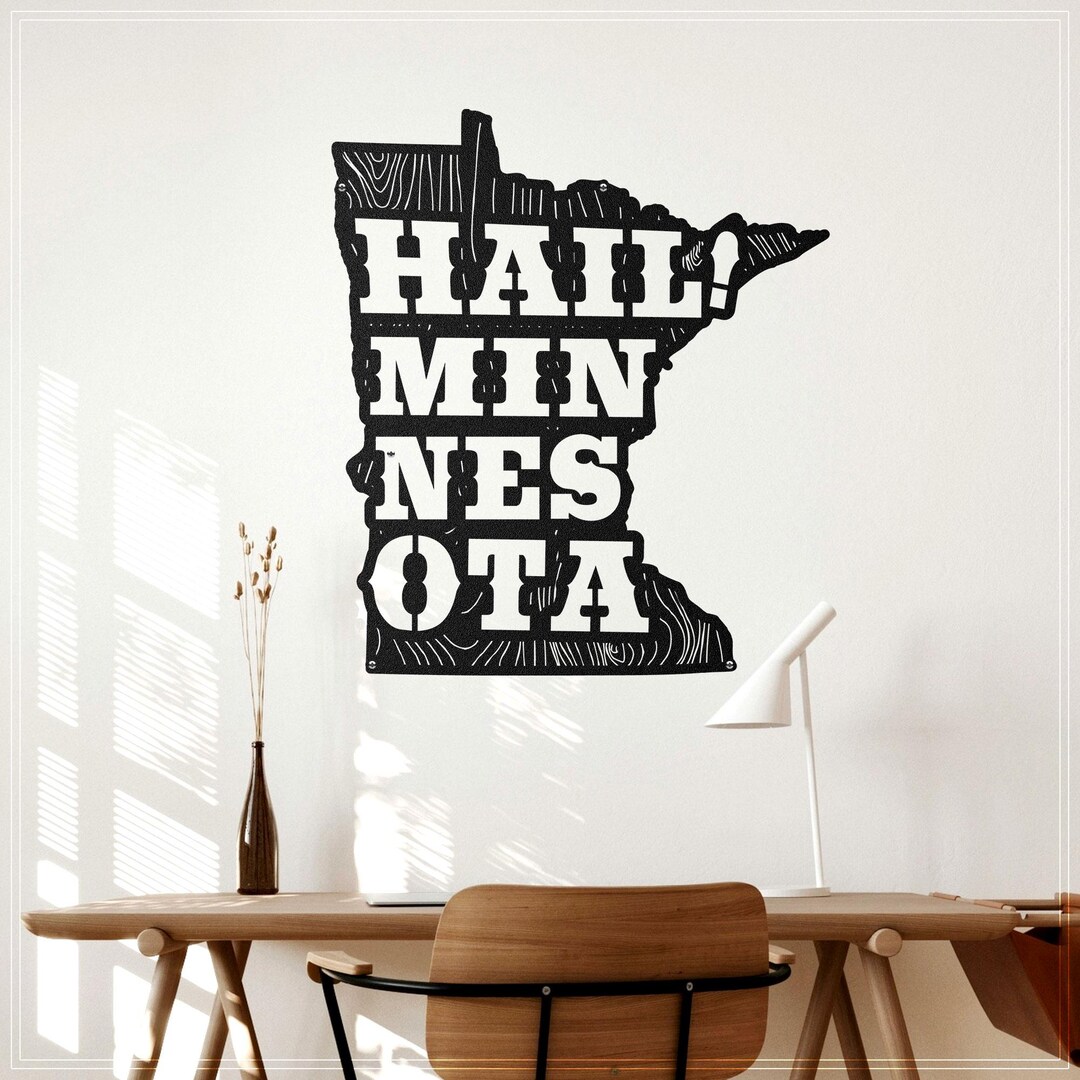Minnesota State Song Silhouette Metal Sign Custom Home State Wall Decor ...