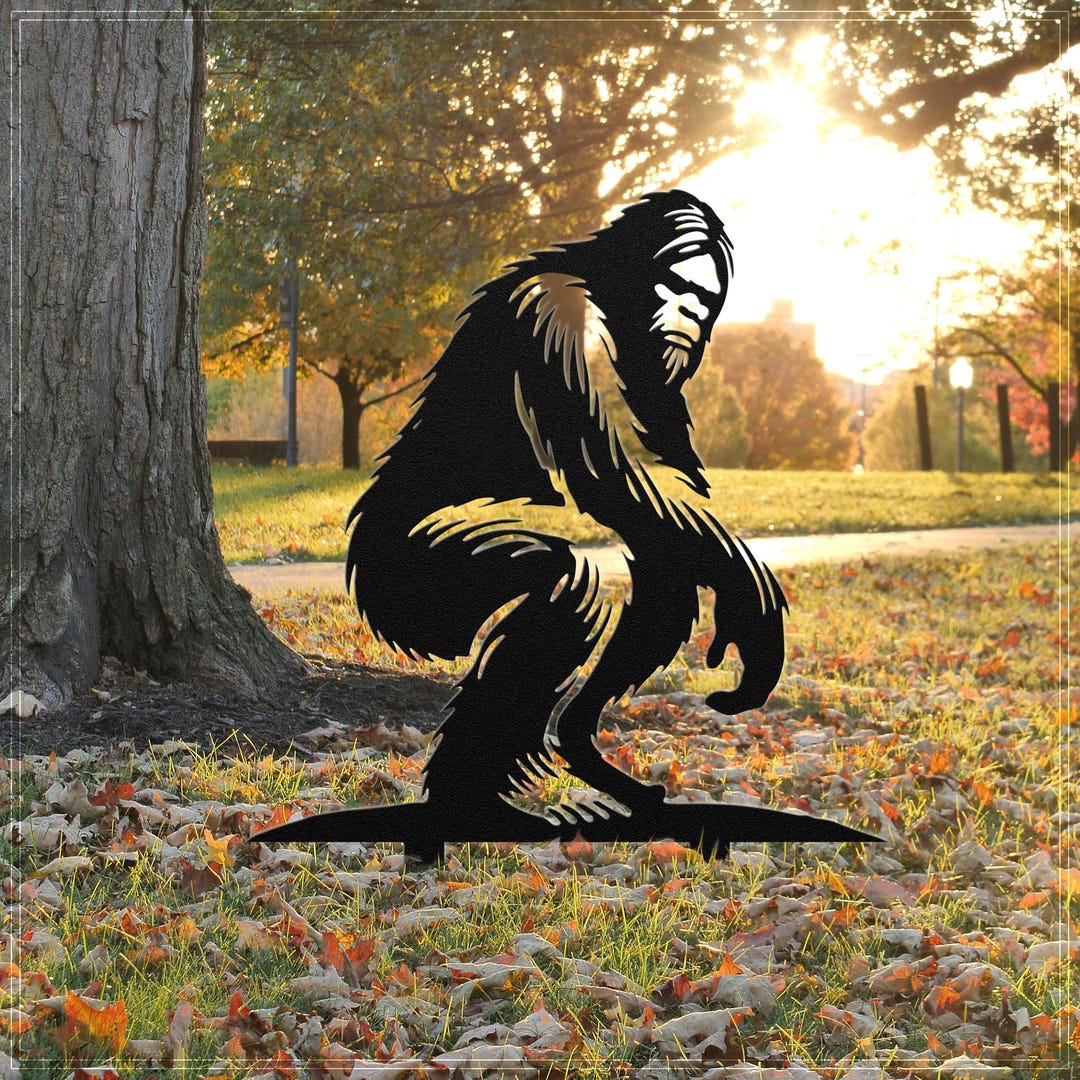 Bigfoot Halloween Yard Sign – Laser Cut Metal Sasquatch Silhouette Stake Sign, Outdoor Halloween ...