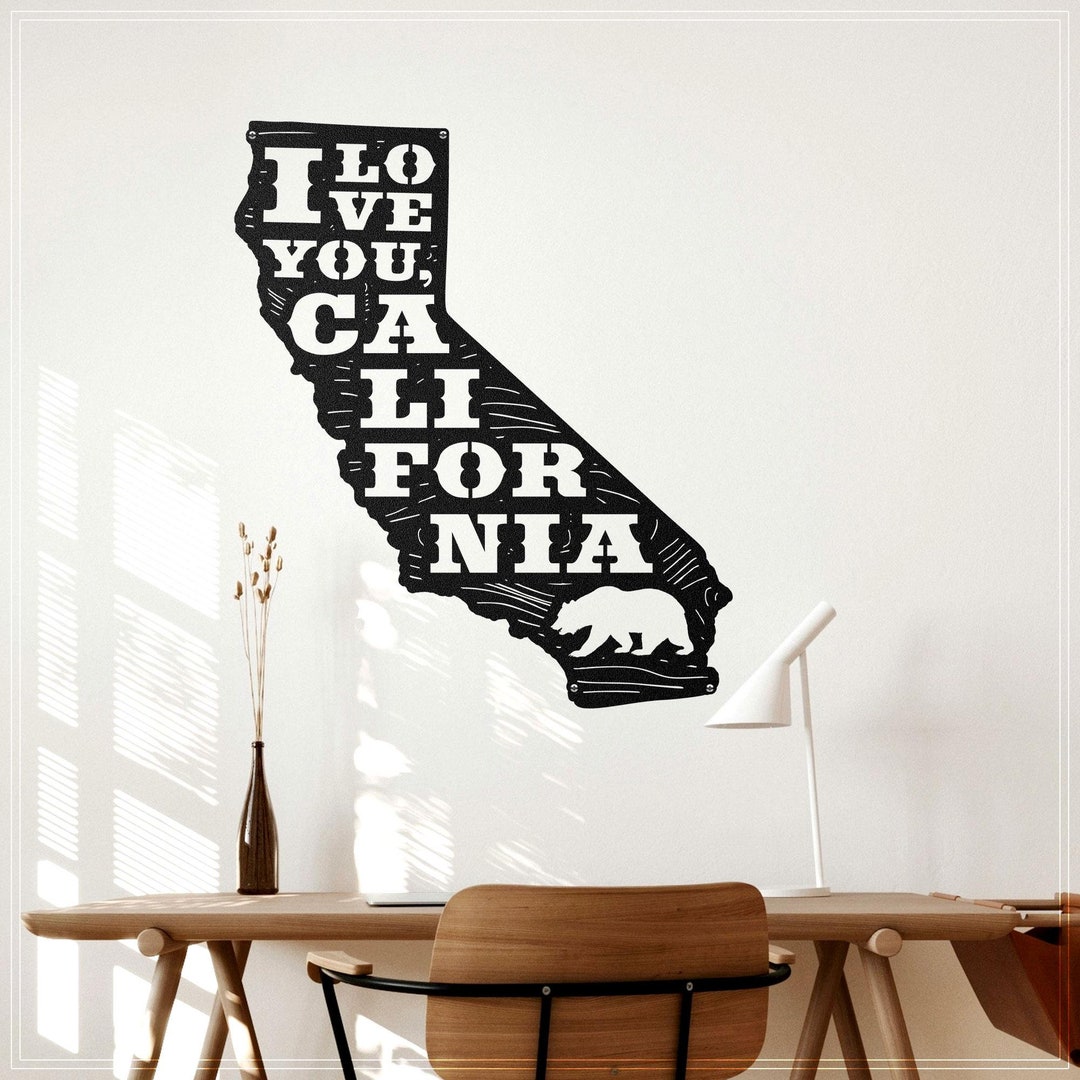 California State Song Silhouette Metal Sign Custom Home State Wall ...