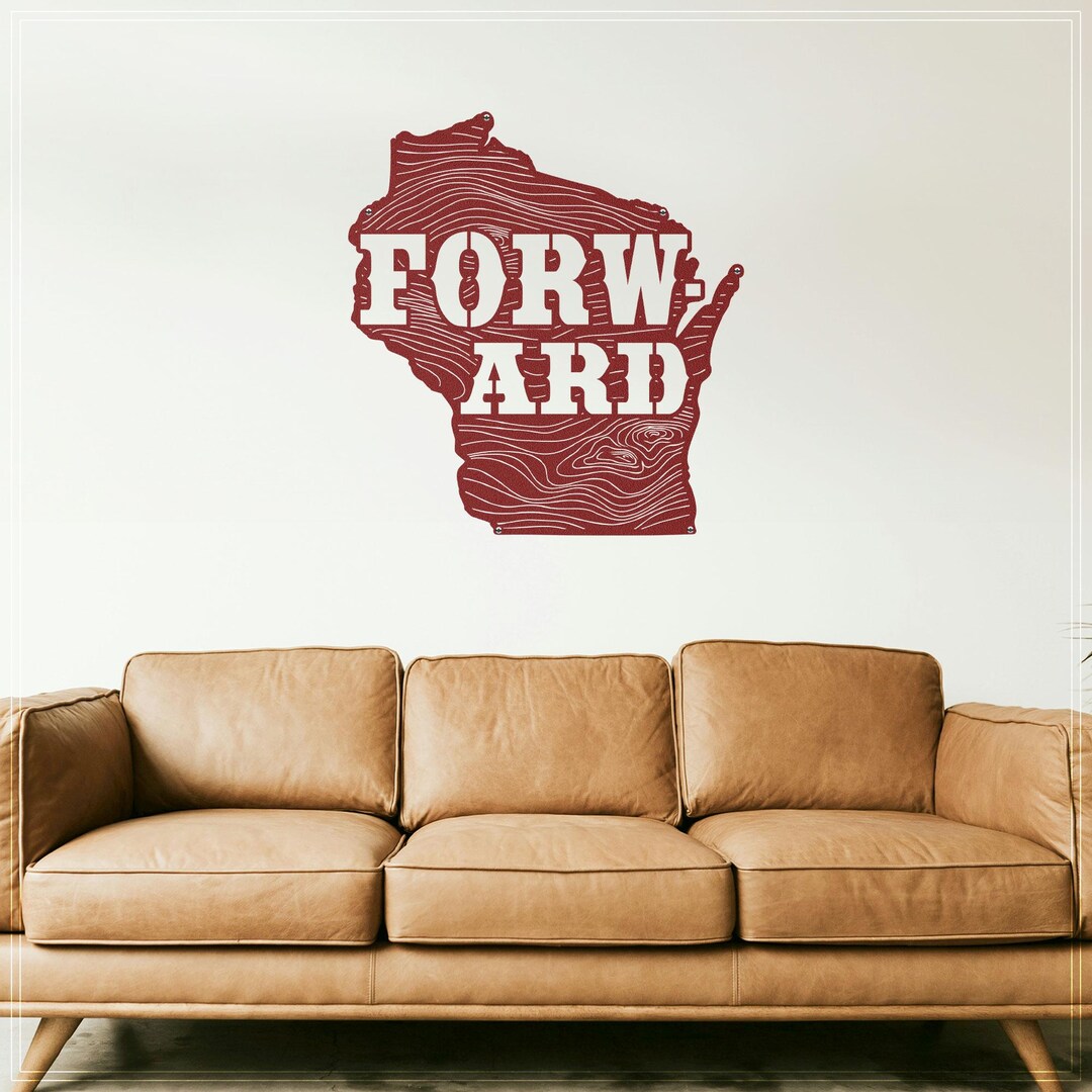 Wisconsin State Motto Silhouette Metal Sign Custom Home State Wall ...