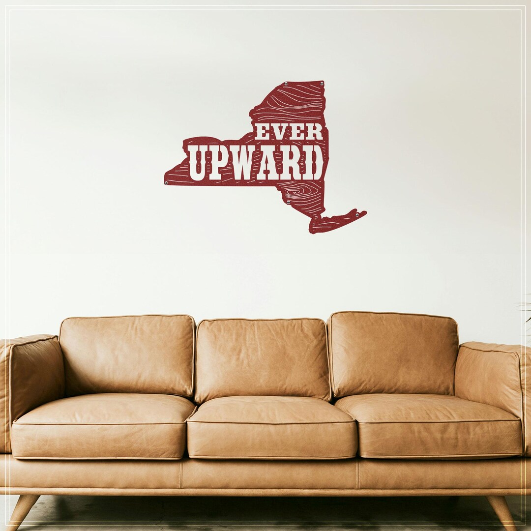New York State Motto Silhouette Metal Sign Custom Home State Wall Decor ...