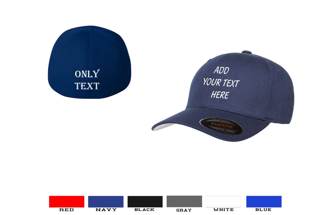 FLEXFIT Custom Hat Baseball Cap | Custom Embroidered Hat | Your Text ...