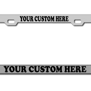 Logo Text Black Powder Coated Stainless Metal License Frame Plate Laser ...