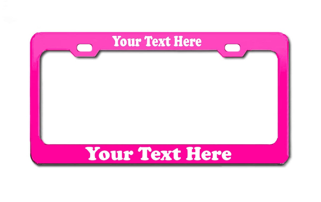 Custom Engraved Light Pink License Plate Frame: Script Tag - Etsy