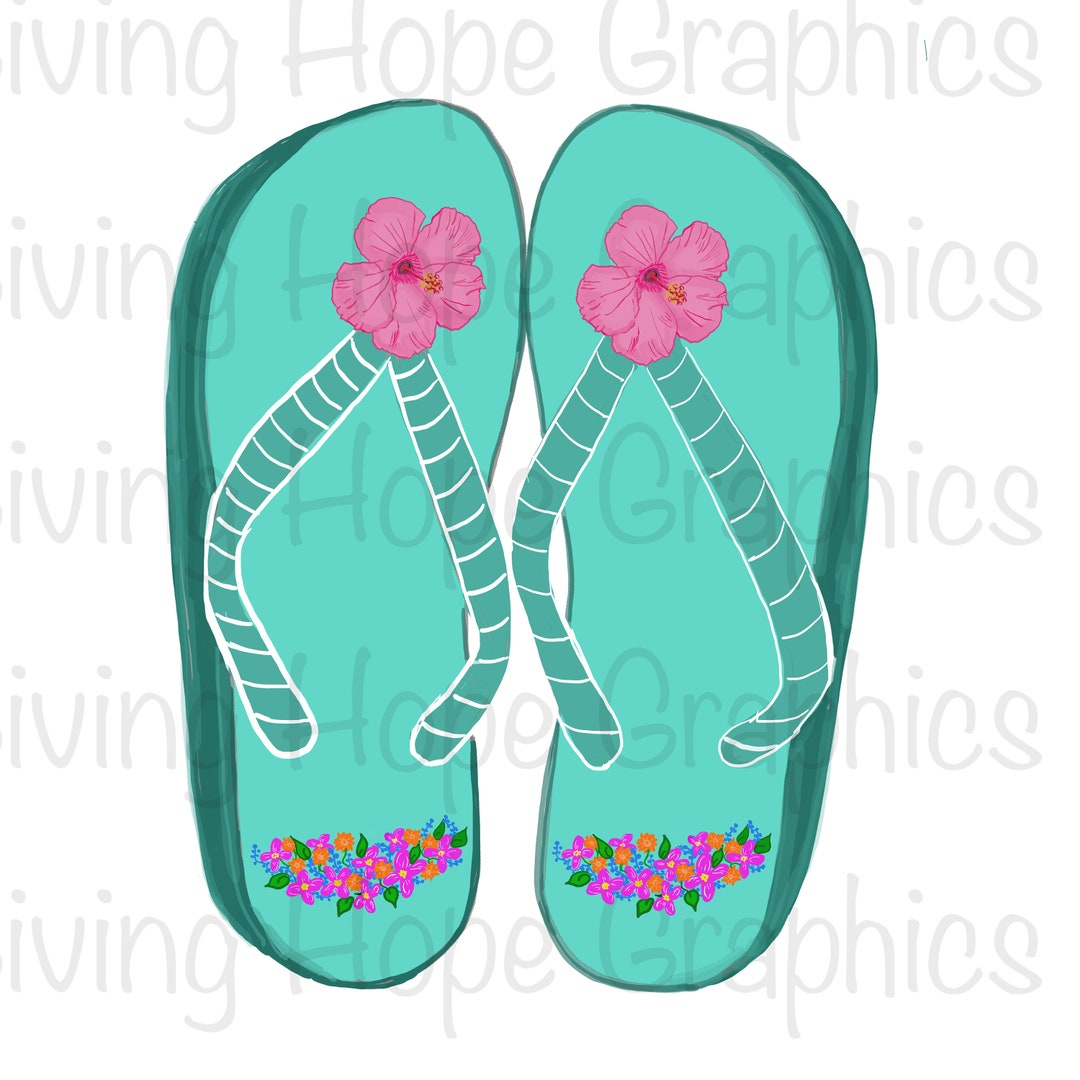 Floral Flip Flops, Summer Design, Tropical Design, Png, Sublimation ...