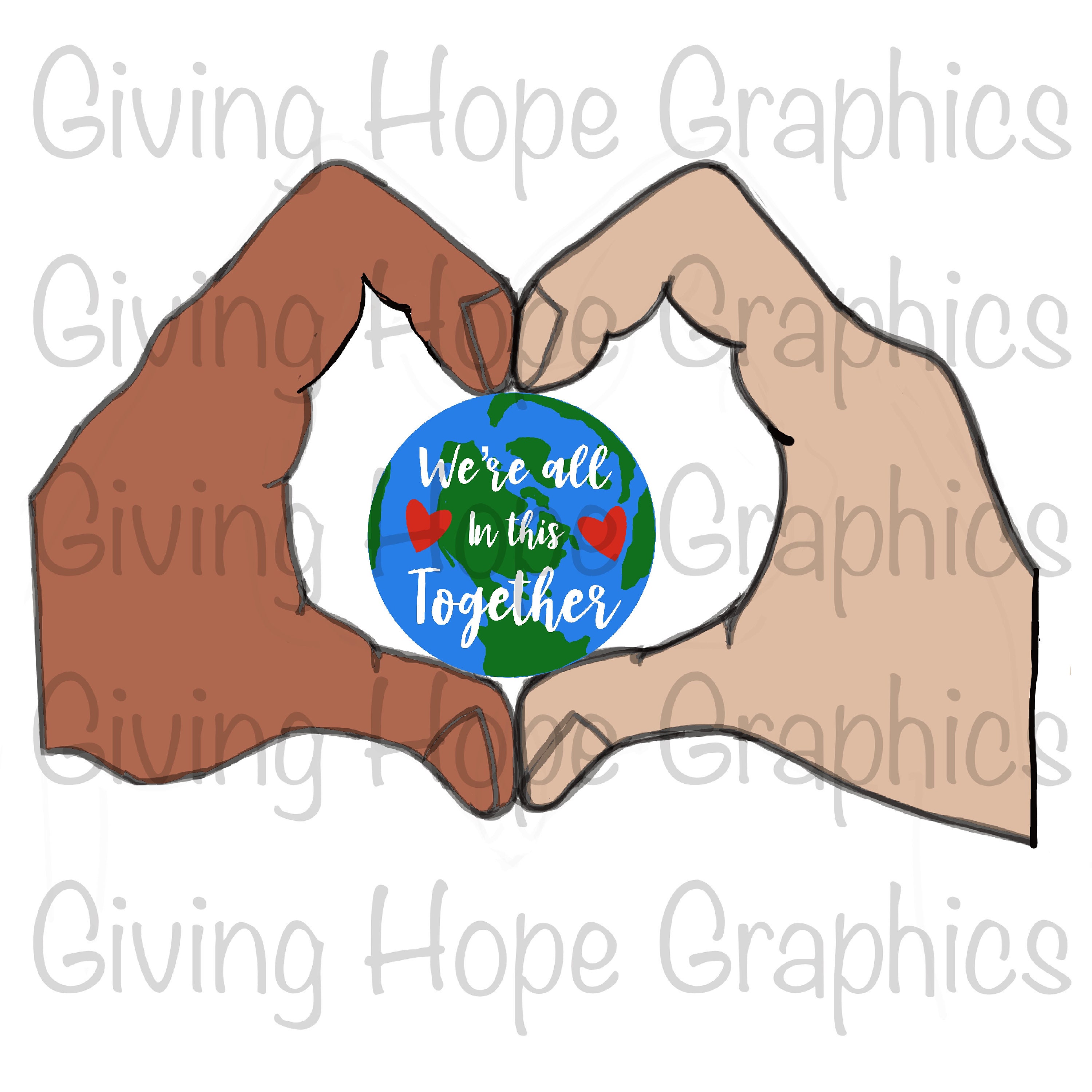 Racial Equality Design, Heart Hands, in This World Together ...