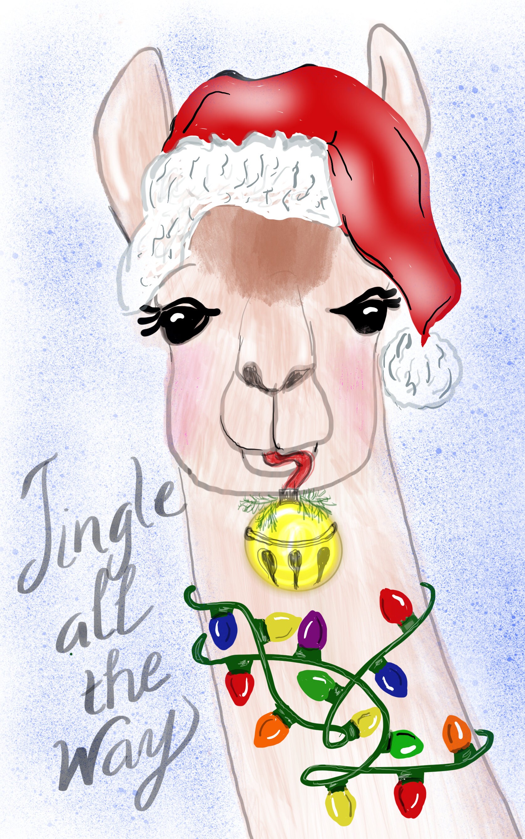 Christmas Llama, Christmas Design, Jingle Bell, Png, Sublimation, Clip ...