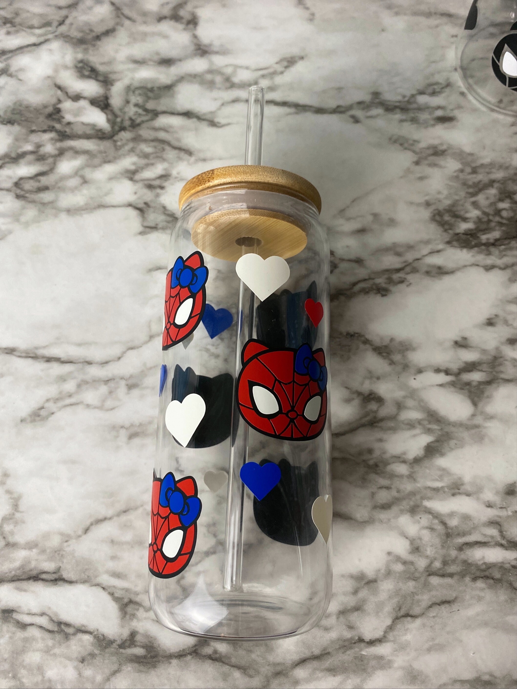 Spider Kitty Glass Cup, Venom Kitty Glass Cup, Spider Man Inspired Cup ...