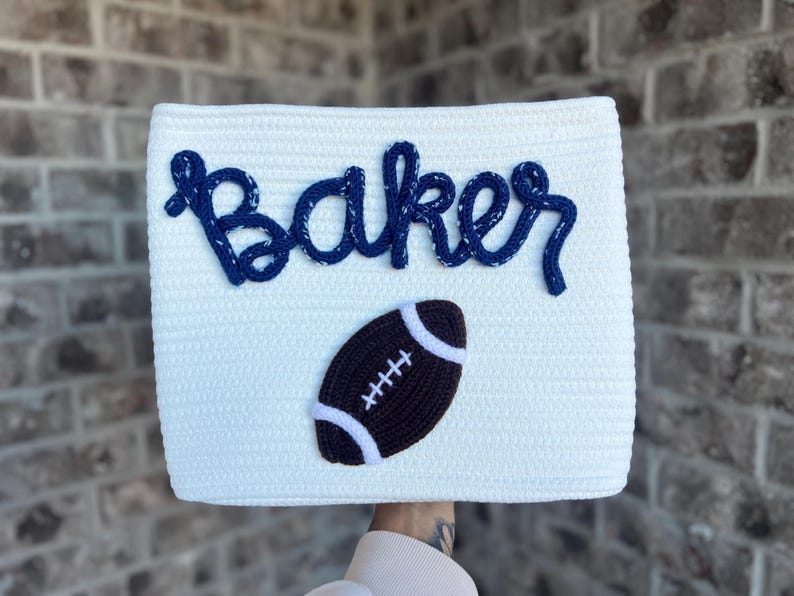 Football Basket | Personalized Rope Basket | Custom Gift Basket | Baby ...