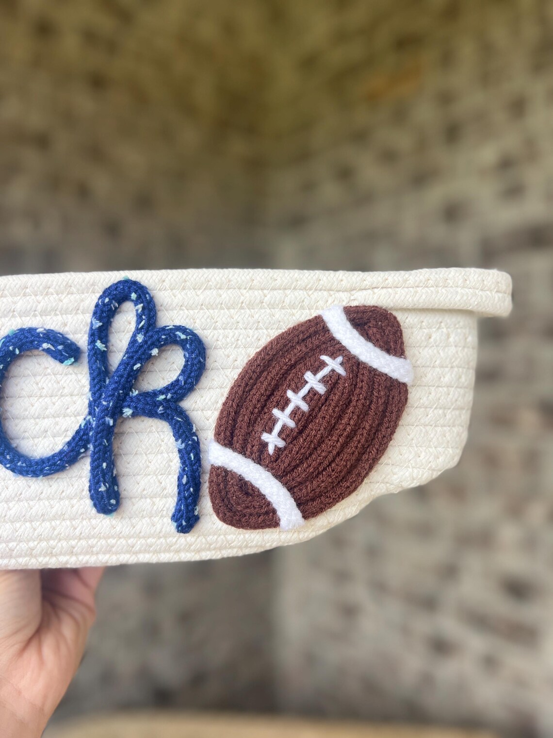 Football Basket | Personalized Rope Basket | Custom Gift Basket | Baby ...