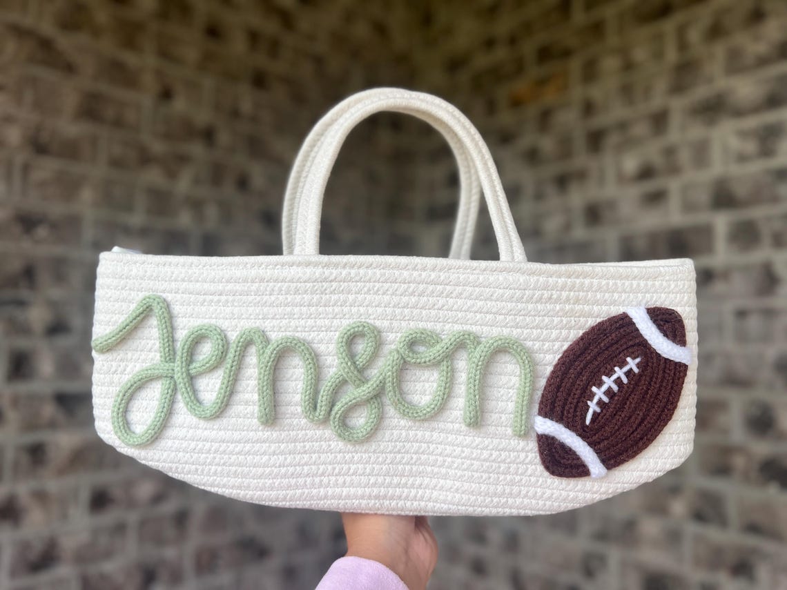 Football Basket | Personalized Rope Basket | Custom Gift Basket | Baby ...