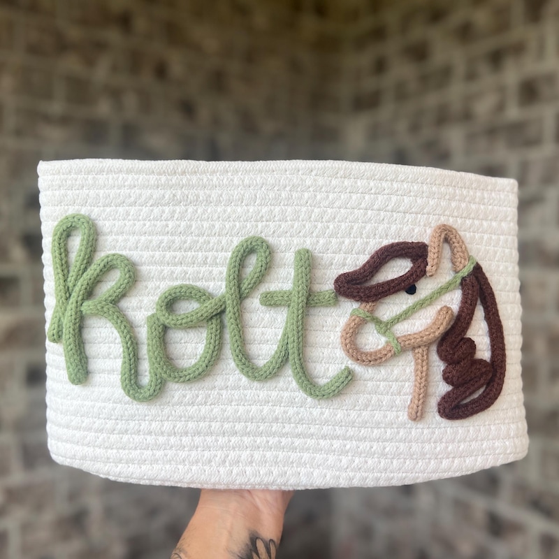 Embroidered Rope Baskets - Etsy