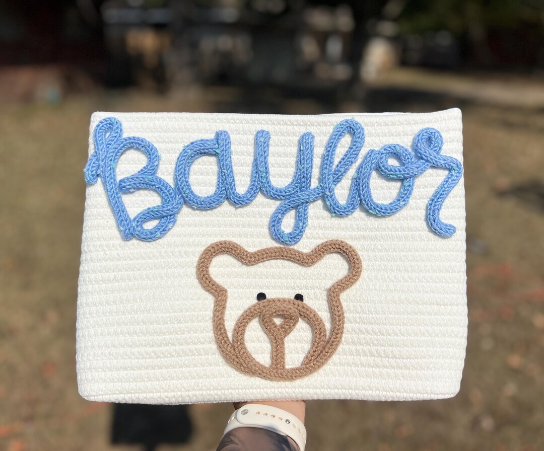 Teddy Bear Basket | Customized Rope Basket | Custom Gift Basket | Baby ...