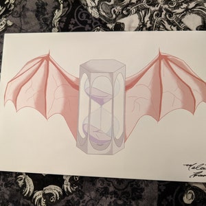 Bat Wing Hourglass Memento Mori Postcard - Etsy