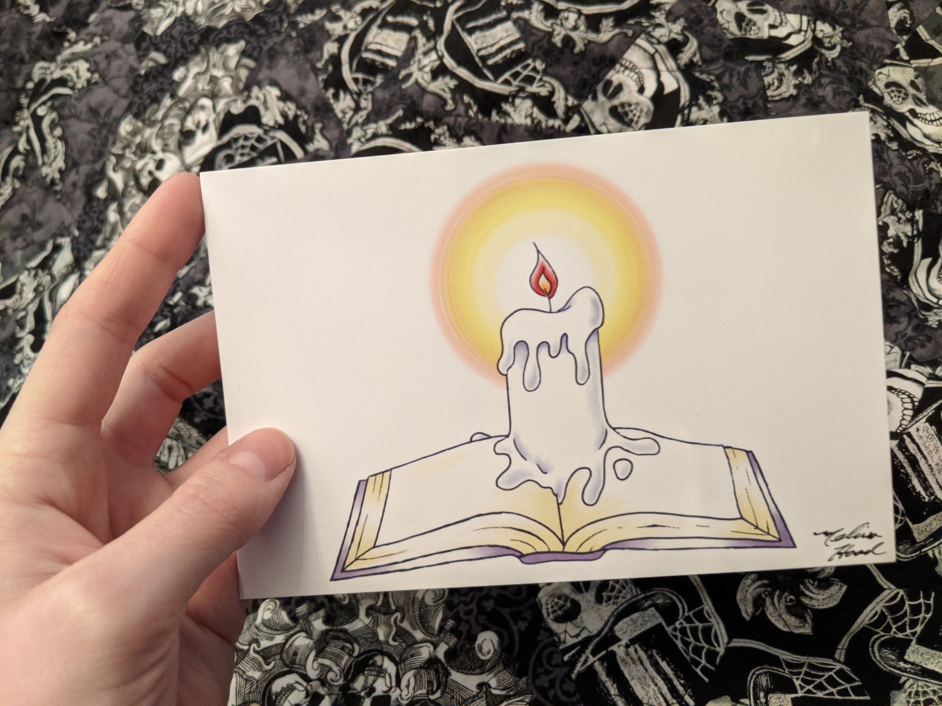 Candle and Book Memento Mori Postcard - Etsy