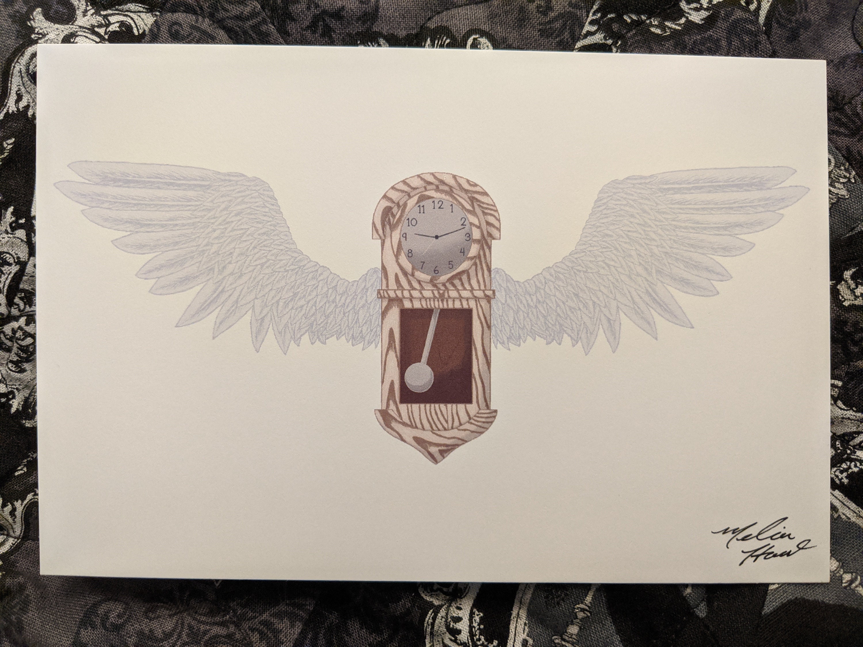 Angel Wing Clock Memento Mori Postcard - Etsy