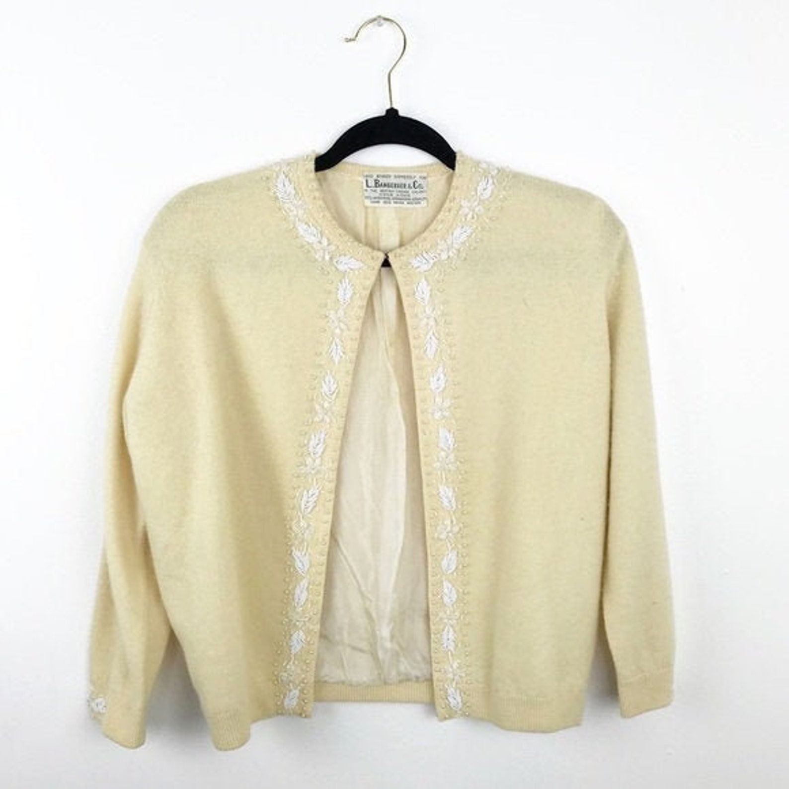 1950’s Beaded Pale Yellow Cardigan Angora Blend - Etsy