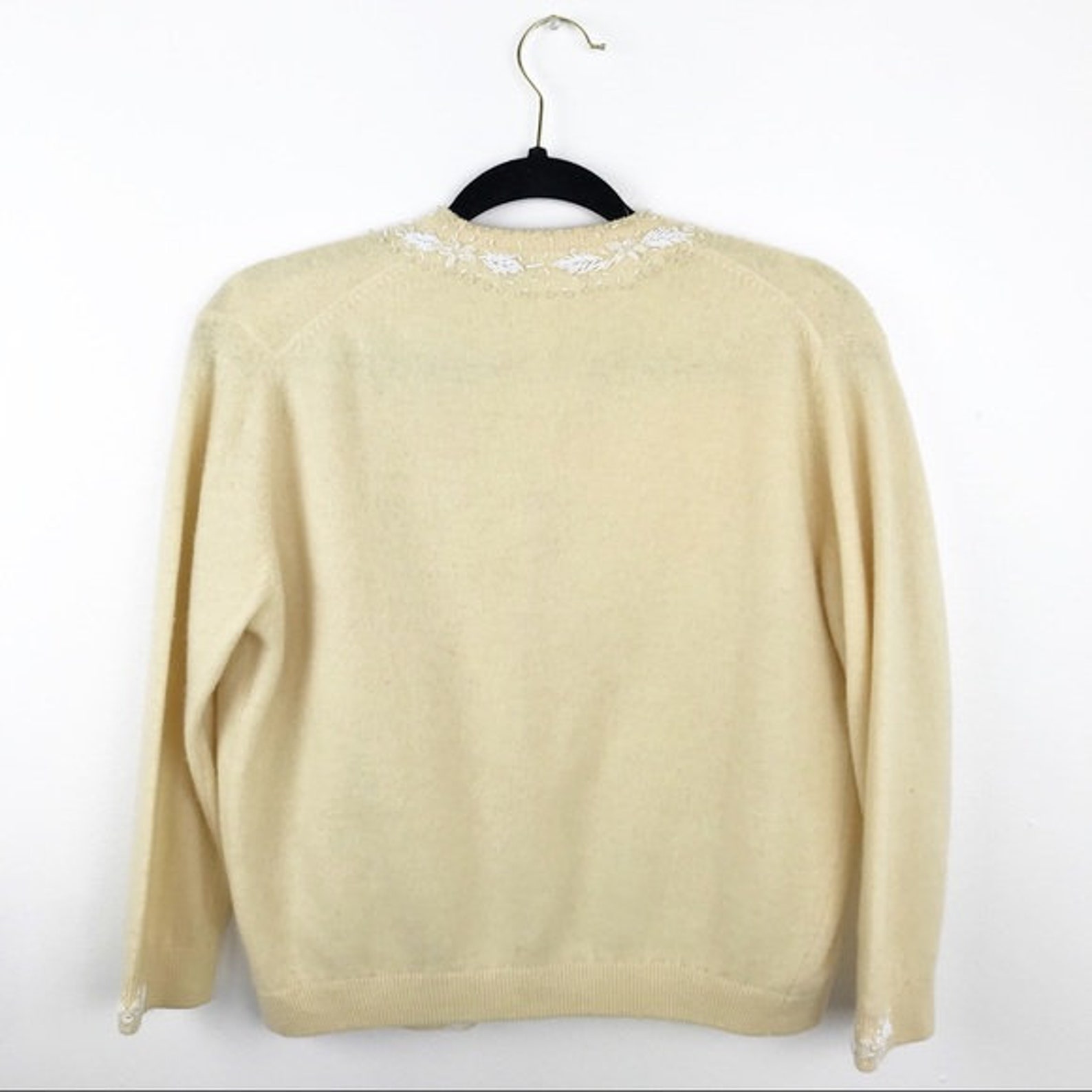 1950’s Beaded Pale Yellow Cardigan Angora Blend - Etsy