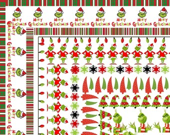 Watercolor Grinch Clipart | Etsy