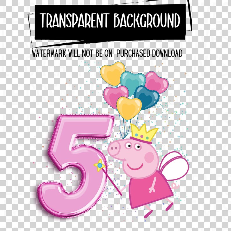 Peppa Pig Fifth Birthday SVG PNG Sublimation Design - Etsy Australia
